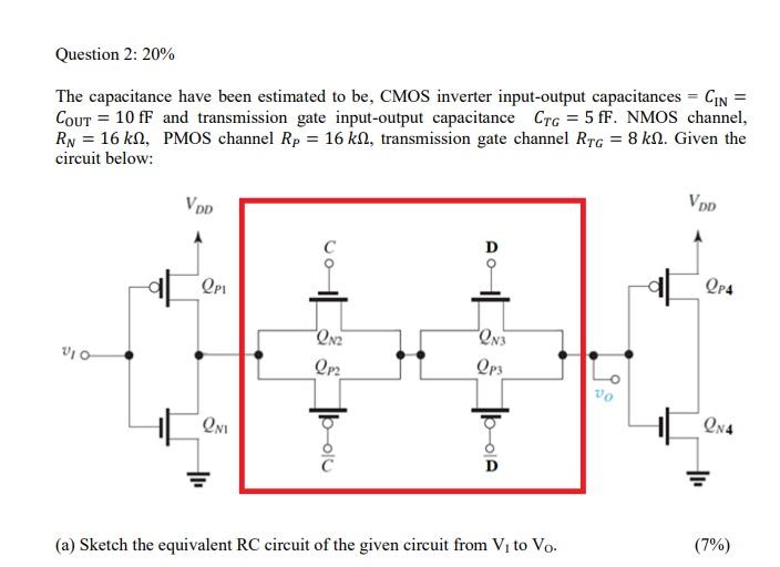 Solved (b) Complete the Elmore delay formula for the | Chegg.com
