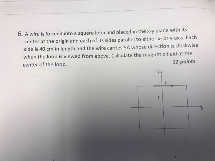 Solved 6. A wire is formed into a square loop and placed in | Chegg.com
