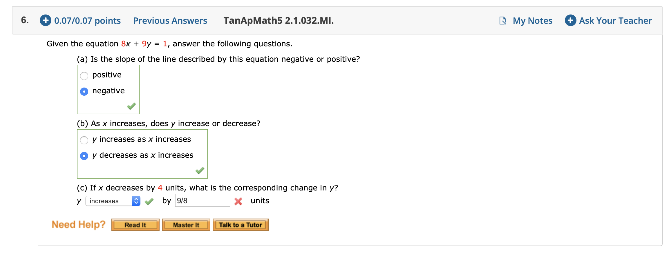 Solved 6. + 0.07/0.07 points Previous Answers TanApMath5 | Chegg.com