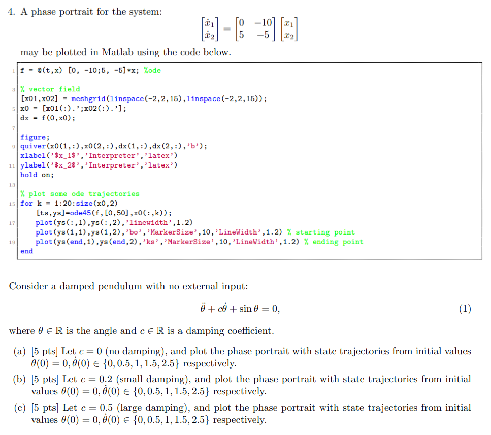 Solved A phase portrait for the | Chegg.com