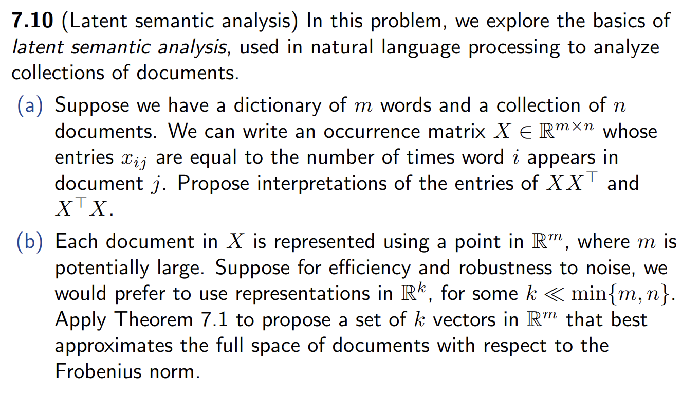 Solved 7.10 (Latent semantic analysis) In this problem, we | Chegg.com
