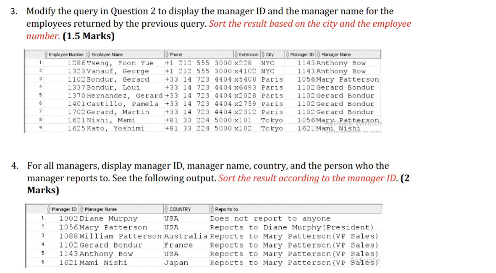 Solved 3. Modify the query in Question 2 to display the | Chegg.com
