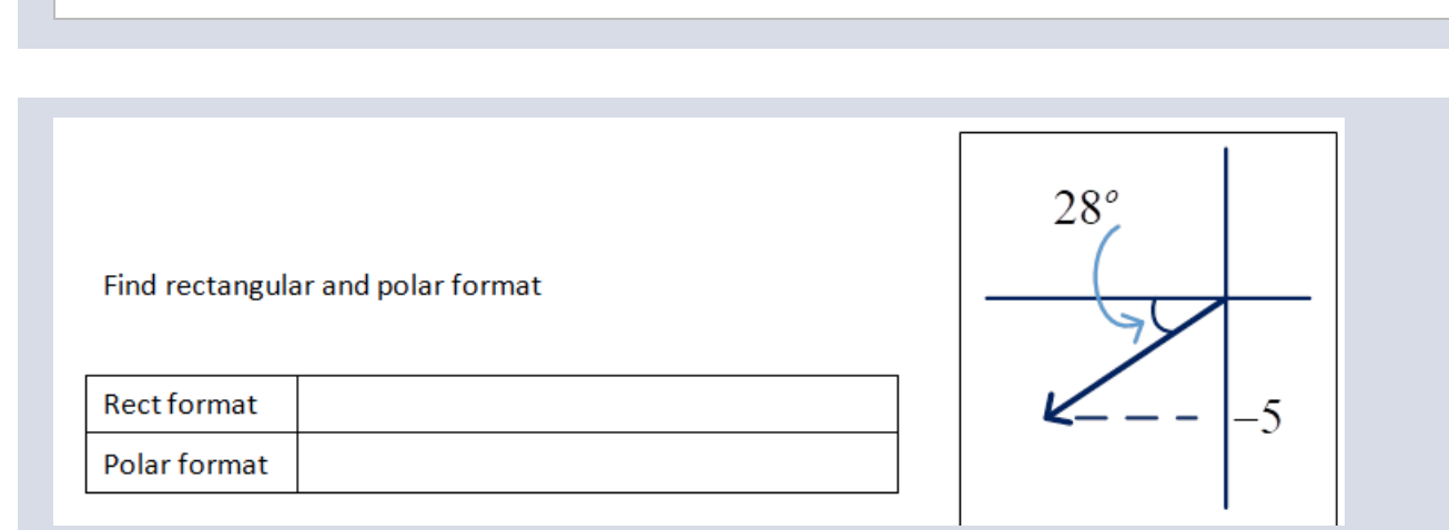 Solved 28° Find rectangular and polar format Rect format I-5 | Chegg.com