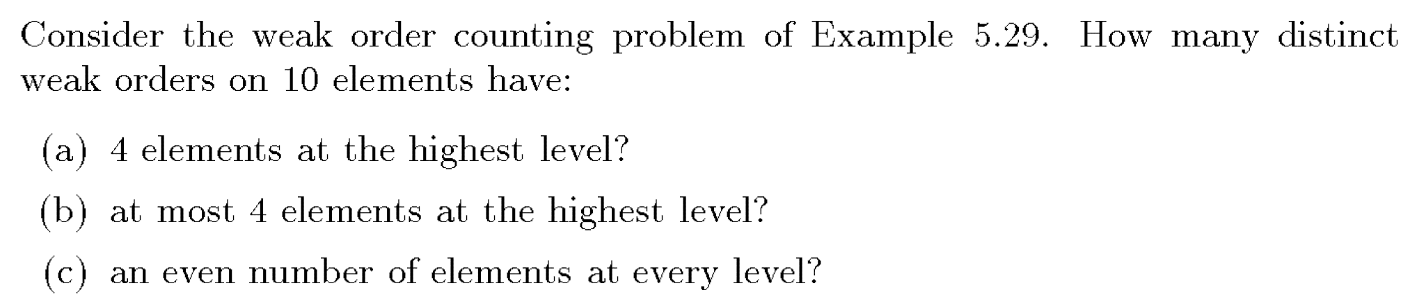 Consider the weak order counting problem of Example | Chegg.com