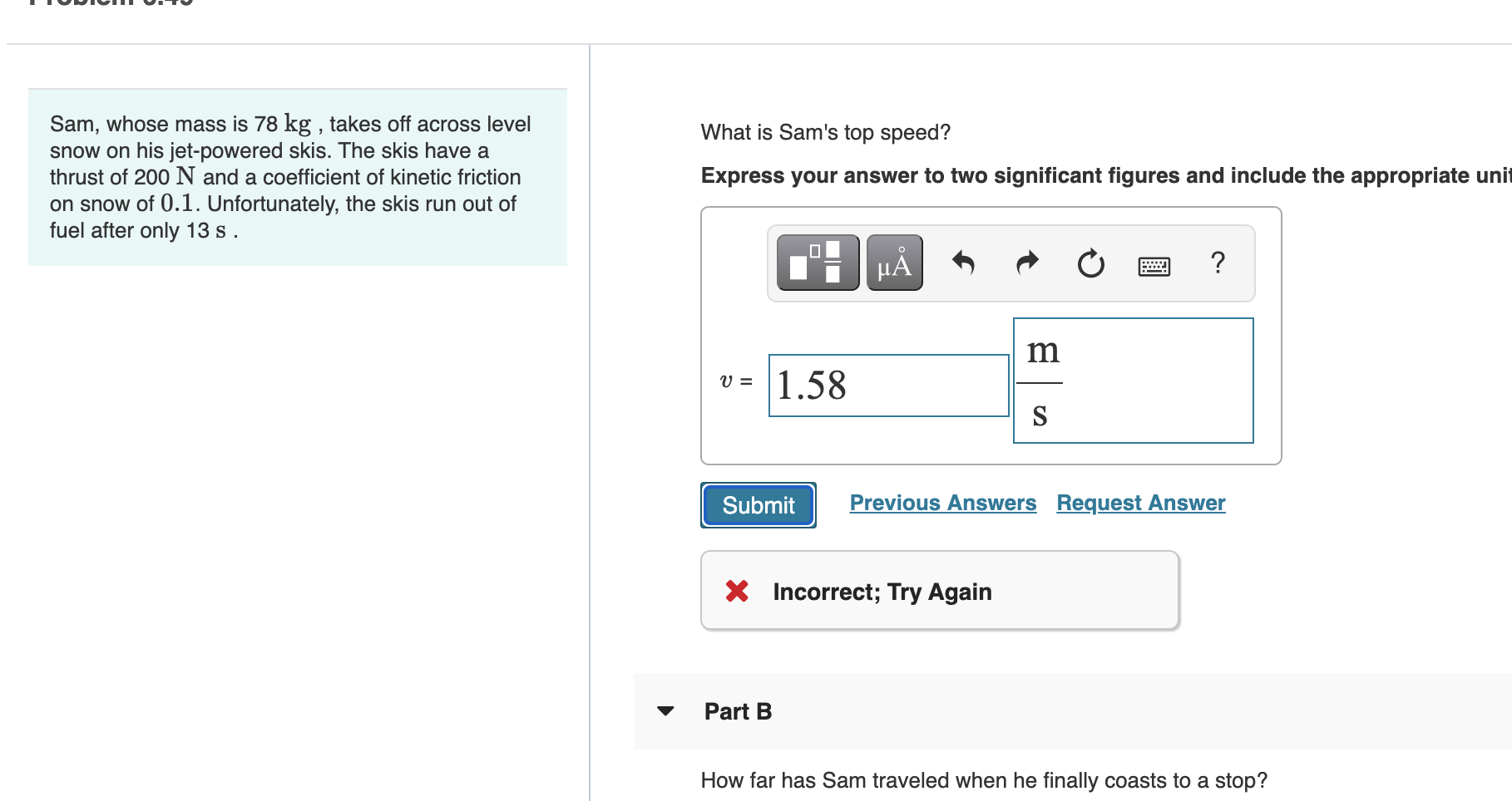 Solved What is Sam's top speed? Sam, whose mass is 78 kg , | Chegg.com