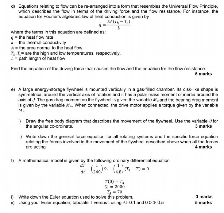 Solved d) Equations relating to flow can be re-arranged into | Chegg.com