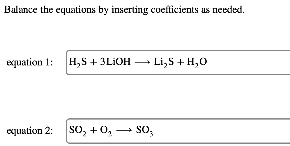 Solved Balance the equations by inserting coefficients as | Chegg.com