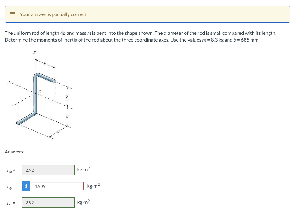 Solved The uniform rod of length 4b and mass m is bent into | Chegg.com