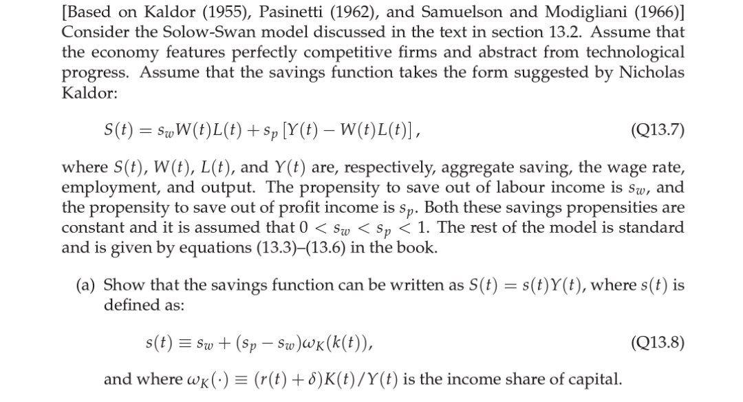 Solved [Based on Kaldor (1955), Pasinetti (1962), and | Chegg.com