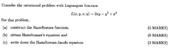 Solved Consider the variational problem with Lagrangian | Chegg.com