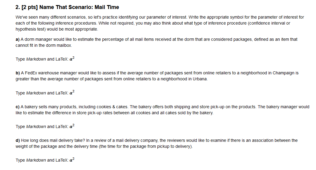 Solved 2. [2 pts] Name That Scenario: Mail Time We've seen | Chegg.com
