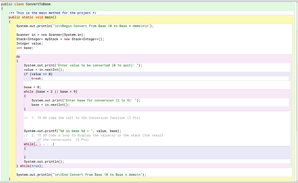 Solved Need help with this java Need the "to do" sections | Chegg.com