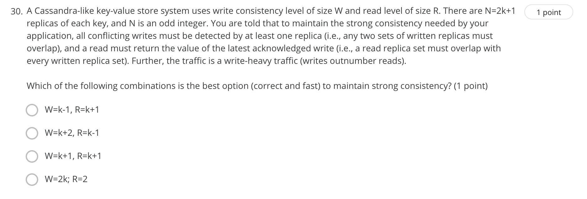 Solved 1 point 30. A Cassandra-like key-value store system | Chegg.com