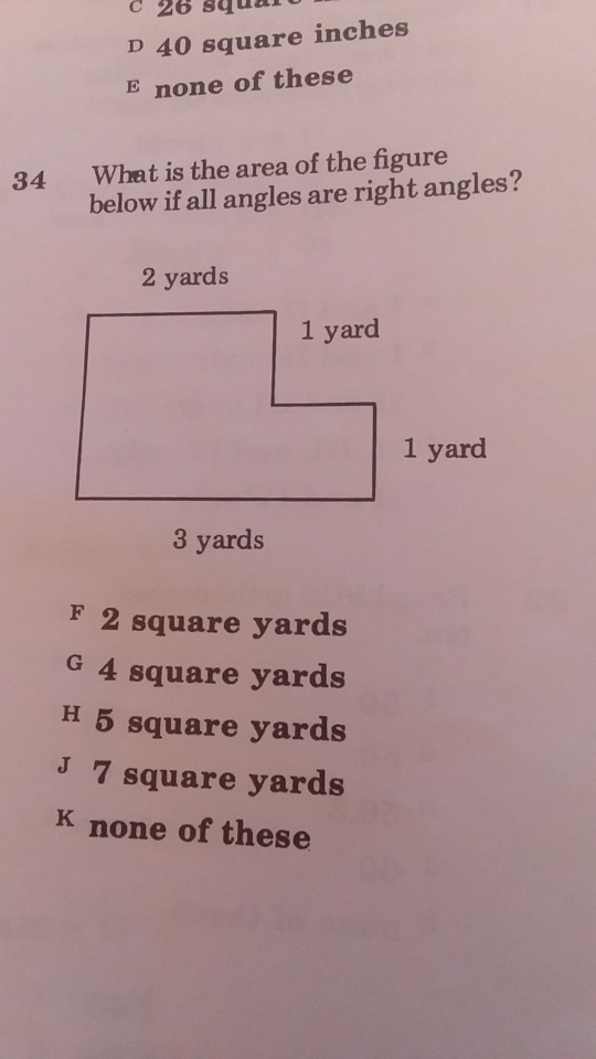 Solved c 26 squar D 40 square inches E none of these What is | Chegg.com