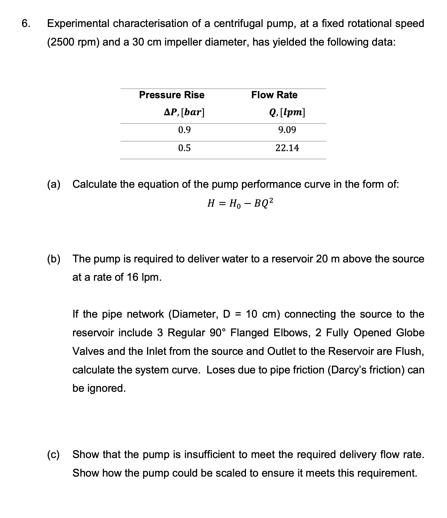 Solved Experimental characterisation of a centrifugal pump, | Chegg.com