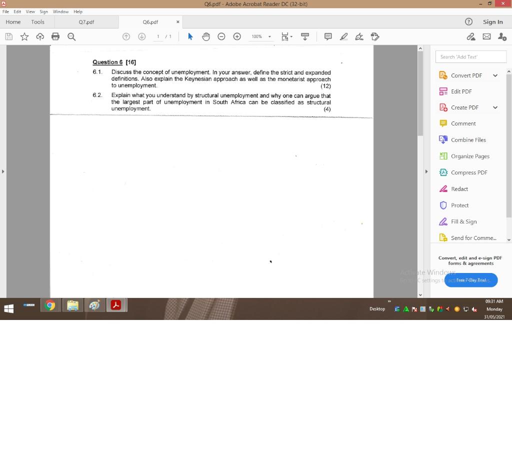 Solved Q6.pdf - Adobe Acrobat Reader DC (32-bit) File Edit | Chegg.com