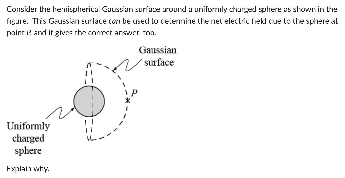 Solved Consider the hemispherical Gaussian surface around a | Chegg.com