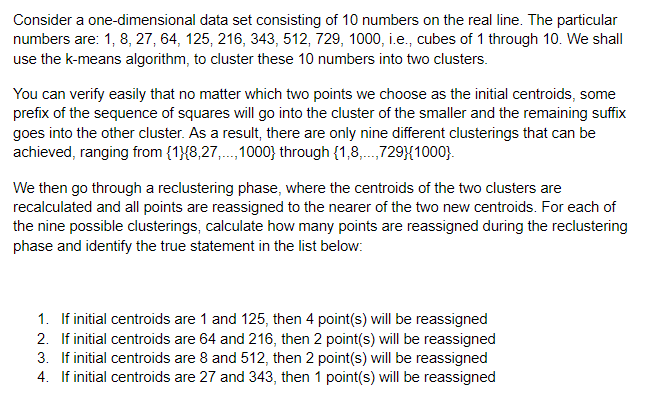 Solved Consider a one-dimensional data set consisting of 10 | Chegg.com