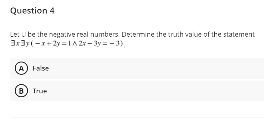 Solved Question 4 Let U be the negative real numbers. | Chegg.com