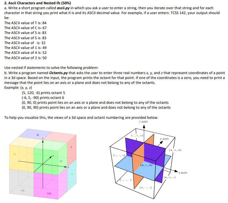 Solved 2. Ascii Characters and Nested ifs (50%) a. Write a | Chegg.com