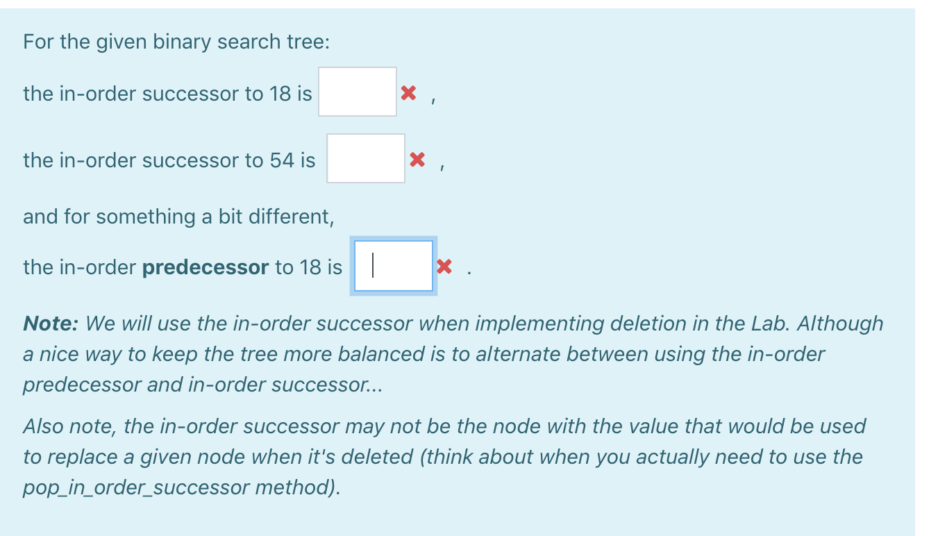 Solved For the given binary search tree: the in-order | Chegg.com