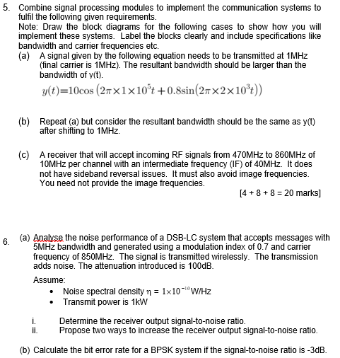 5. Combine signal processing modules to implement the | Chegg.com