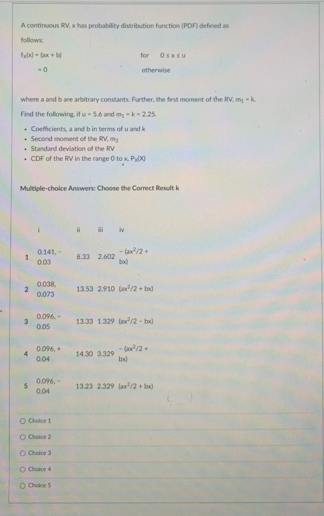 Solved A continuous RV, x has probability distribution | Chegg.com