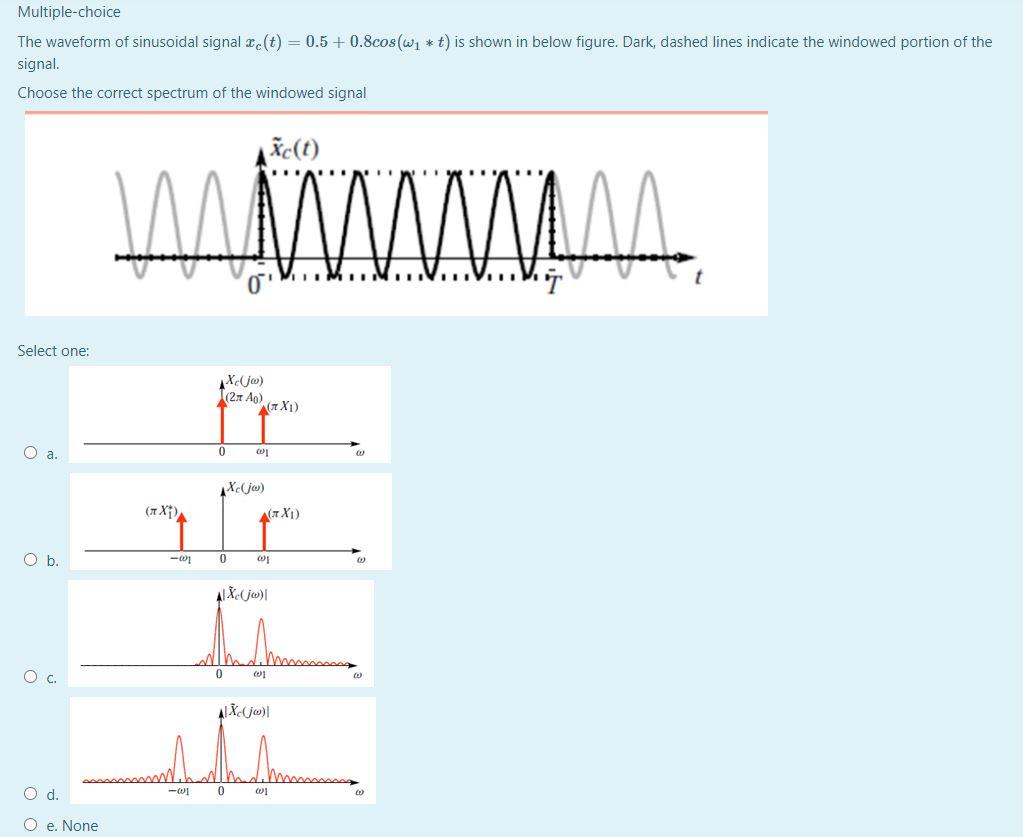 Solved Multiple-choice The waveform of sinusoidal signal | Chegg.com