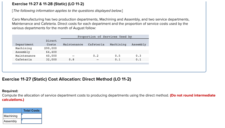 Solved Exercise 11-27 & 11-28 (Static) (LO 11-2) [The | Chegg.com