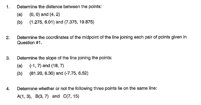Solved 1. Determine the distance between the points: (a) | Chegg.com