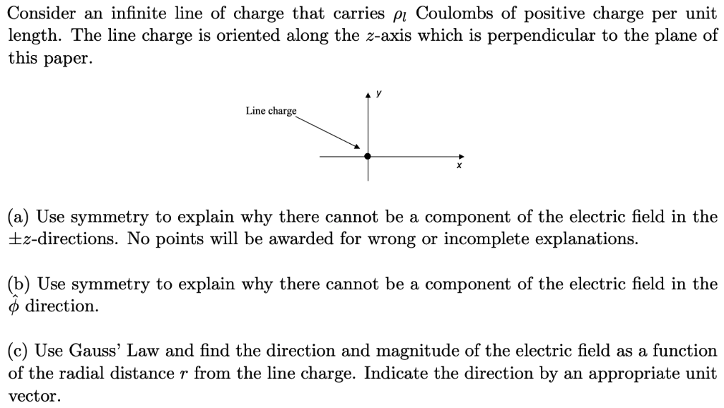 Solved Consider an infinite line of charge that carries | Chegg.com