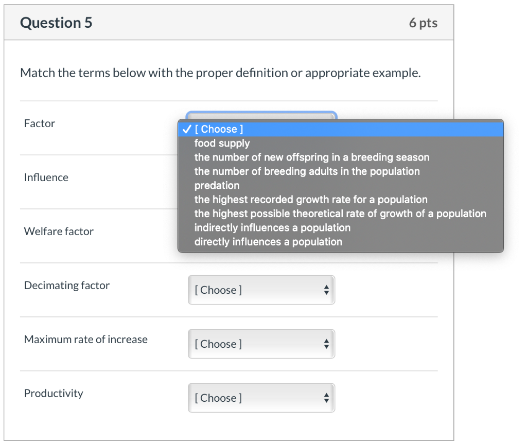 Solved Question 5 6 pts Match the terms below with the | Chegg.com