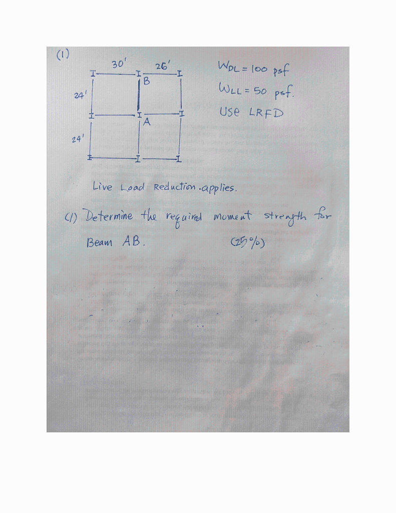 Solved WDL=100 psf WLL=50 pSf. USE LRFD Live Load | Chegg.com