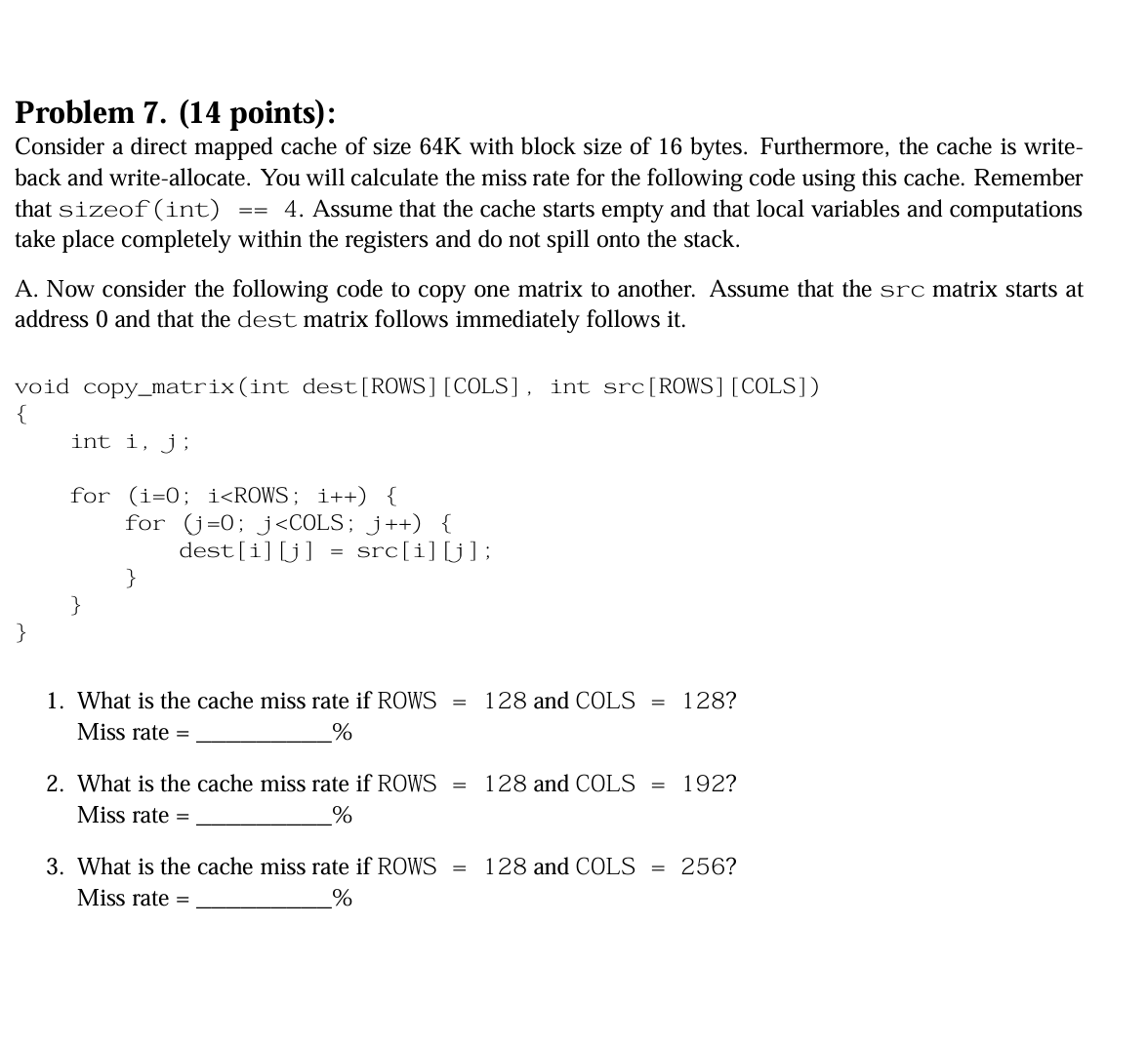 Solved void copy_matrix(int dest[ROWS] [COLS], ﻿int | Chegg.com