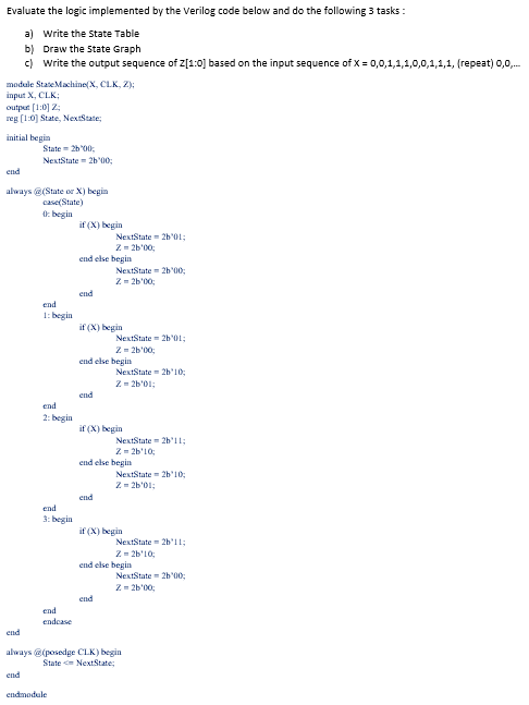 Solved Evaluate the logic implemented by the verilog code | Chegg.com