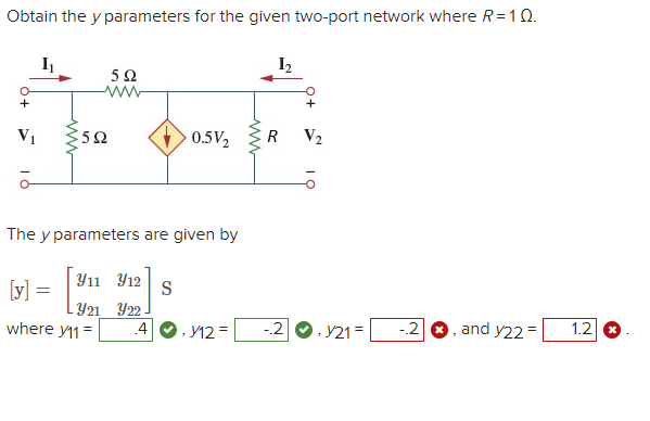 Solved Obtain the y parameters for the given two-port | Chegg.com