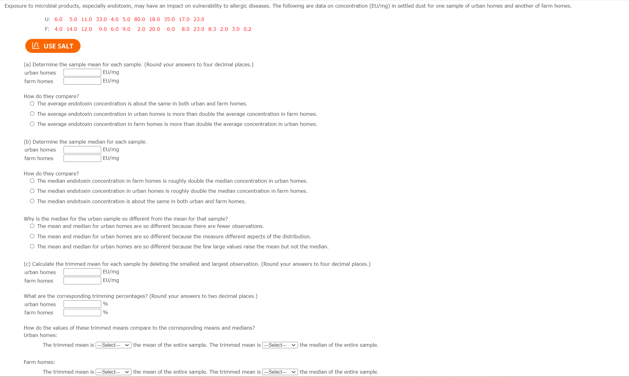 Solved (a) ﻿Determine the sample mean for each sample. | Chegg.com