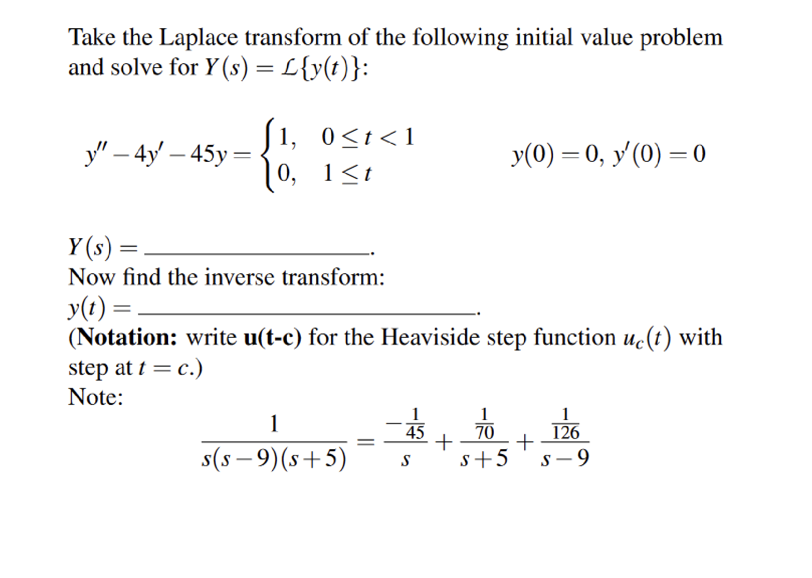 Solved Take the Laplace transform of the following initial | Chegg.com
