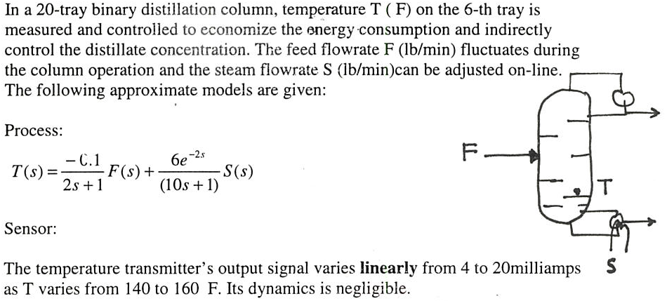 In a 20-tray binary distillation column, temperature | Chegg.com
