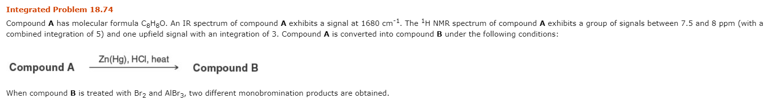 Solved Integrated Problem 18.74 Compound A has molecular | Chegg.com