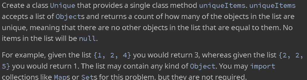 Solved Create A Class Unique That Provides A Single Class