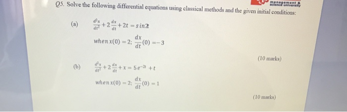 Solved enomea Q5. Solve the following differential equations | Chegg.com