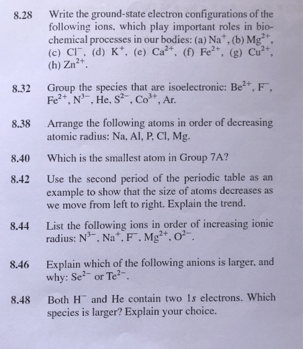 Solved 8.28 Write the ground-state electron configurations | Chegg.com