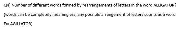 Solved Q4) Number of different words formed by | Chegg.com