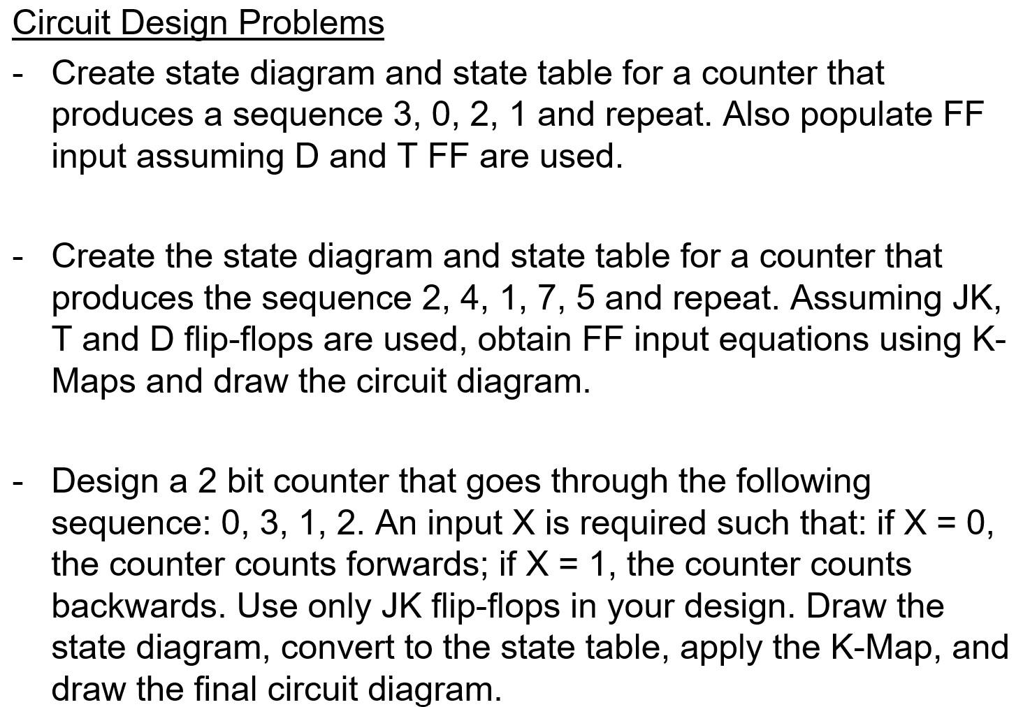 Solved Circuit Analysis Problems − Write FF input equations | Chegg.com