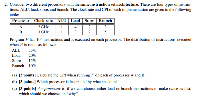 Solved 2. Consider two different processors with the same | Chegg.com