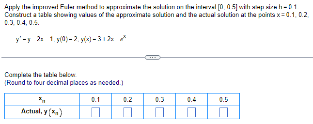 Solved Apply the improved Euler method to approximate the | Chegg.com