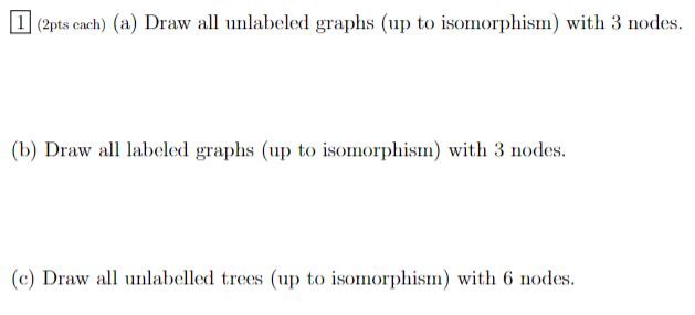 Solved 1 (2pts cach) (a) Draw all unlabeled graphs (up to | Chegg.com