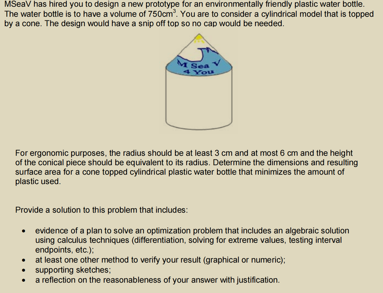 Solved MSeaV has hired you to design a new prototype for an | Chegg.com