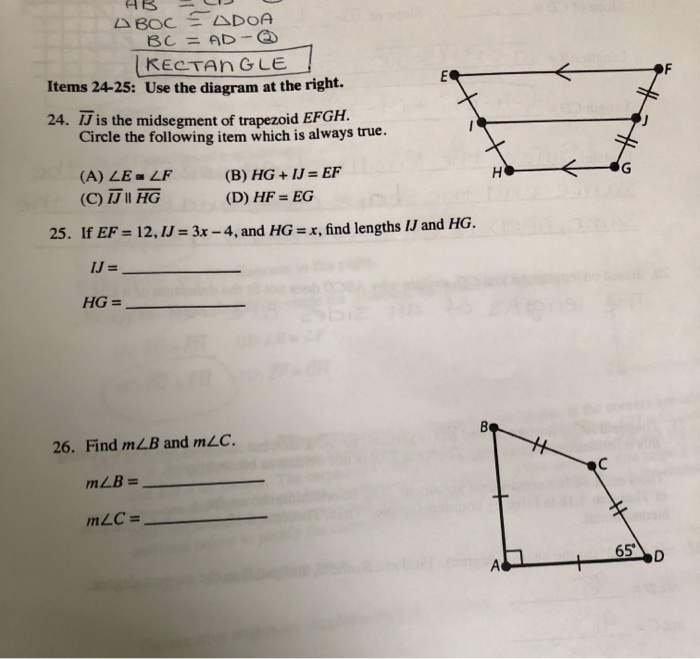 Solved A B0C ADOA BC AD-@ KECTANGLE Items 24-25: Use the | Chegg.com